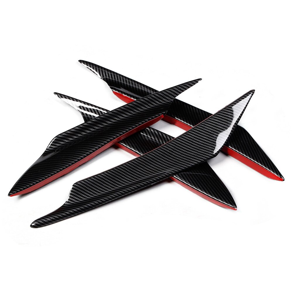 Набор из 4-х универсальных угловых сплиттеров из углеродного волокна для переднего бампера автомобиля