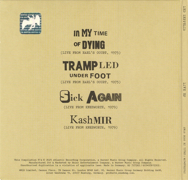 Музыка CD Led Zeppelin - Live EP — фото 1