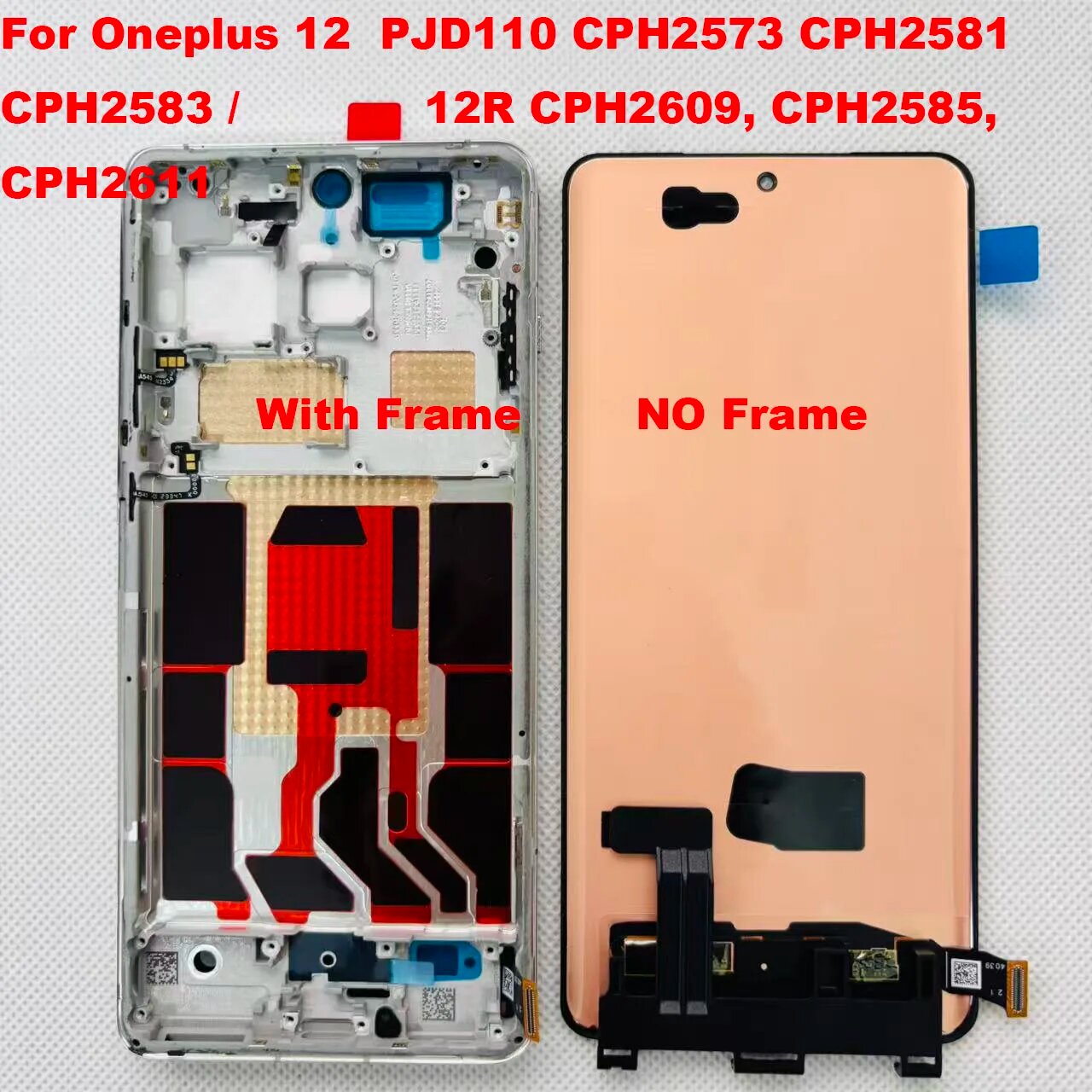 Оригинальный ЖК-экран Amoled для Oneplus 12 12R с рамкой 6,82 дюйма PJD110 CPH2573 CPH2581 CPH2583 ЖК-сенсорный экран в сборе