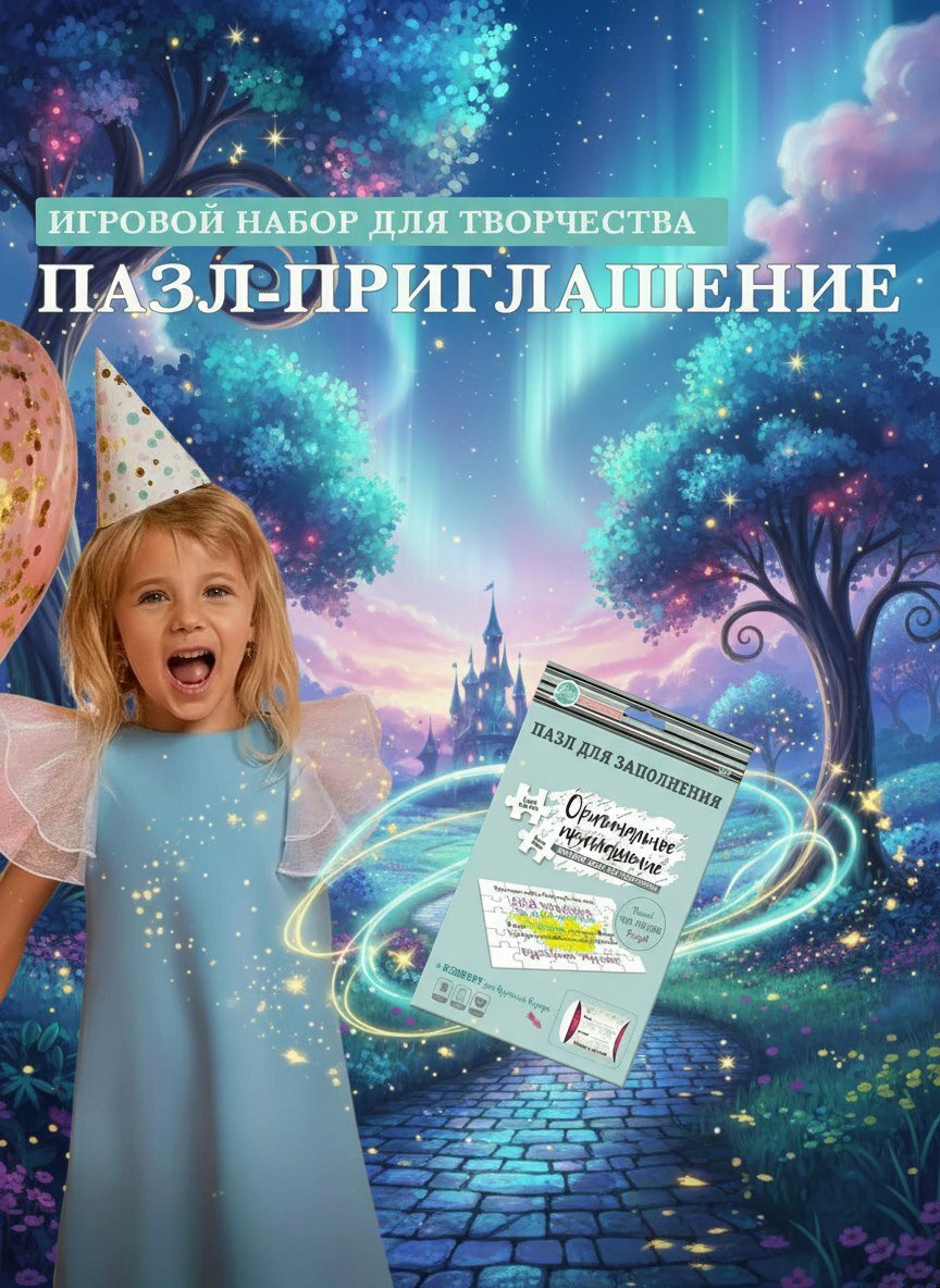 Пазл-открытка HappyLine " Приглашения своими руками", поделки в садик