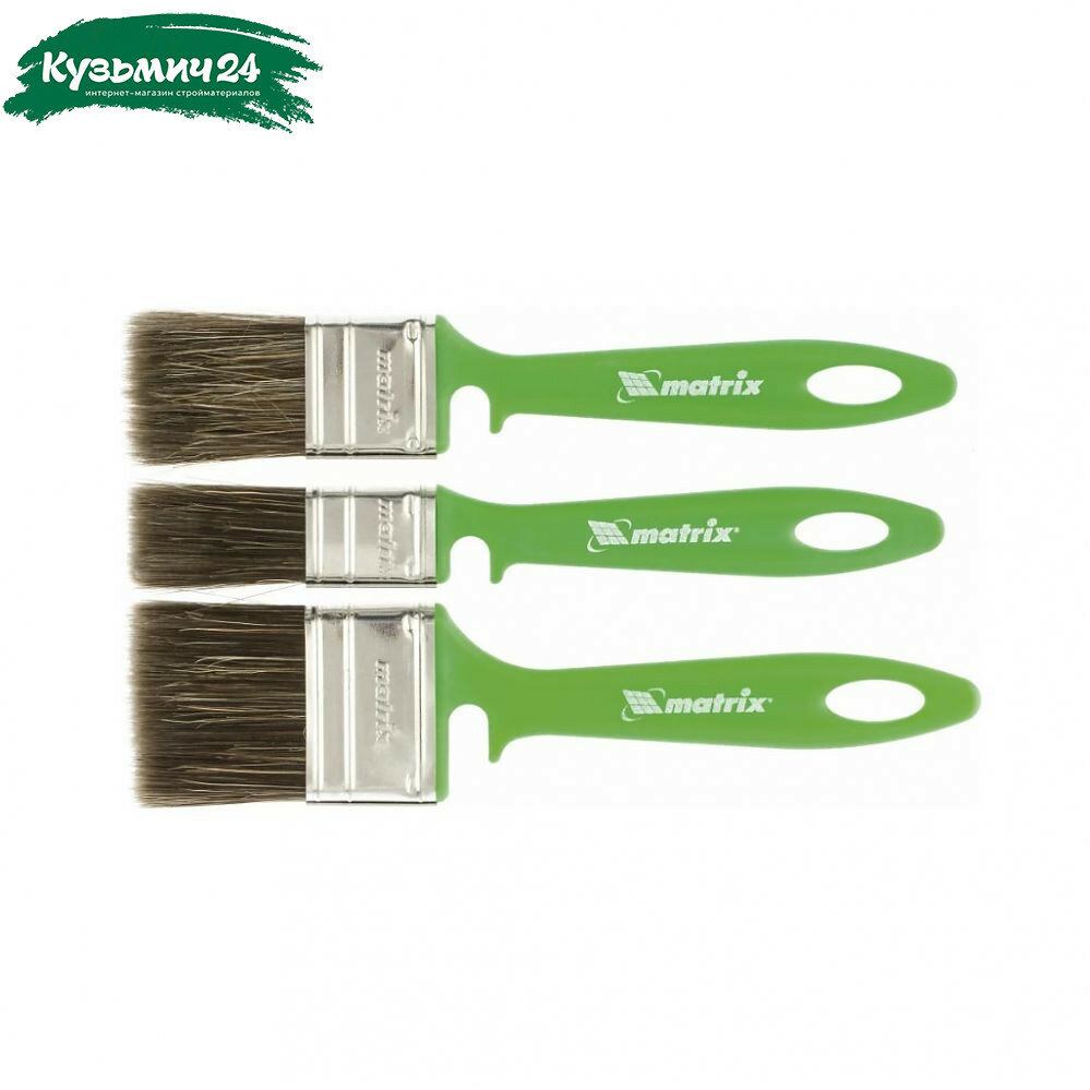 Набор кистей для работ по дереву Matrix 25мм, 35мм, 50мм, смешанная щетина, пластиковая рукоятка, 83379, 1 шт