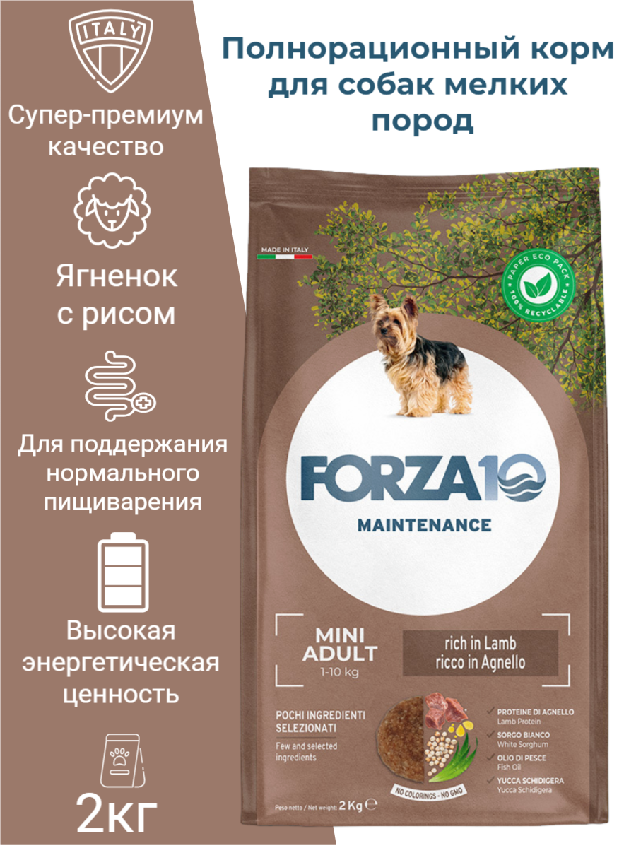 Сухой корм для собак Forza10 Maintenance Mini для мелких пород /ягненок /рис /2 кг