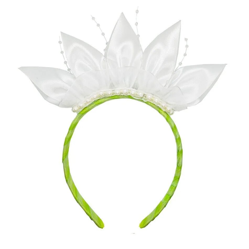 Косплей костюм Тианы MESOQ зеленый платье для девочки 7-8T(140), Белый, headband