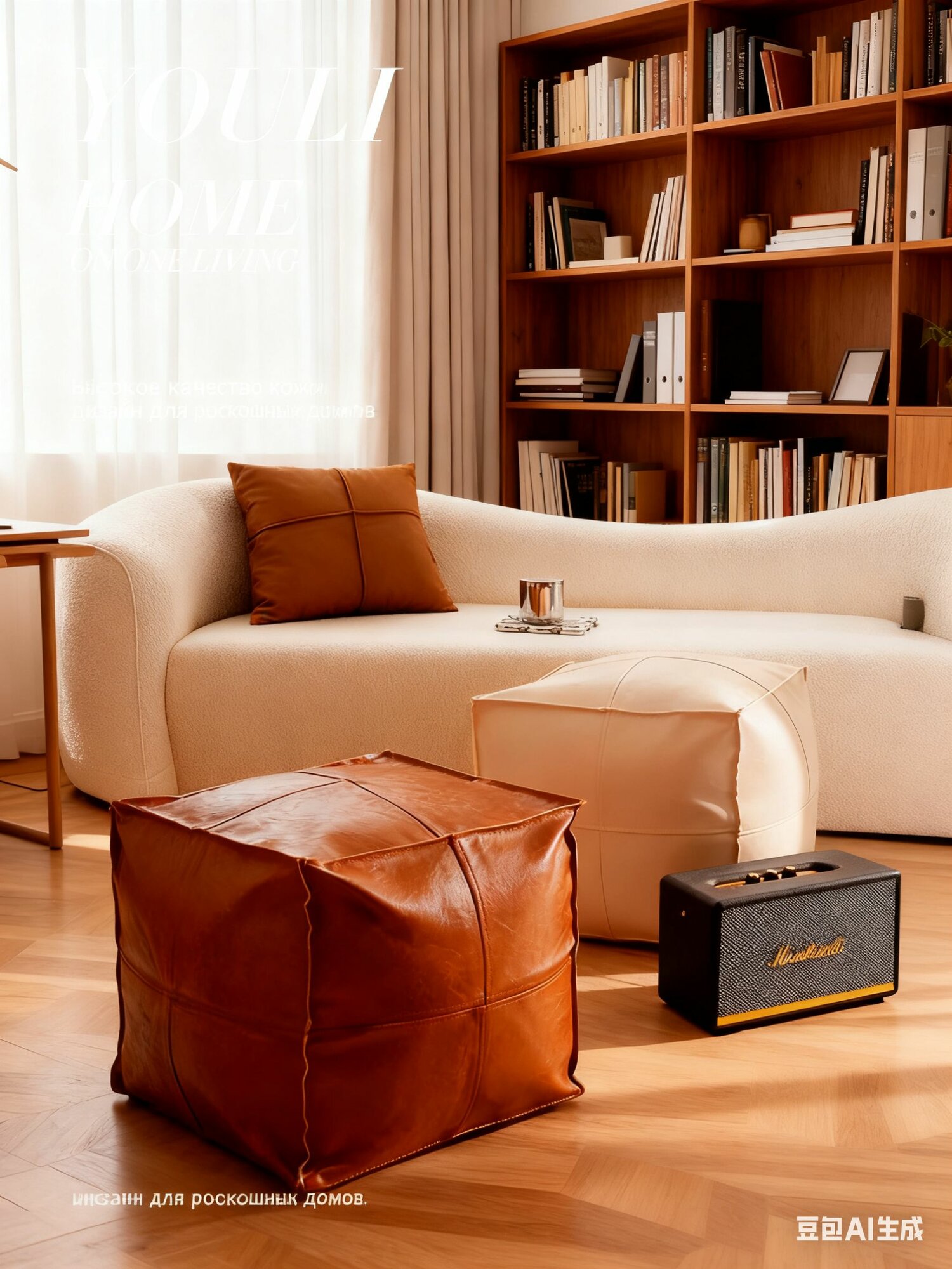 Пуф, Натуральная кожа, Винилискожа, 40х40х40 см