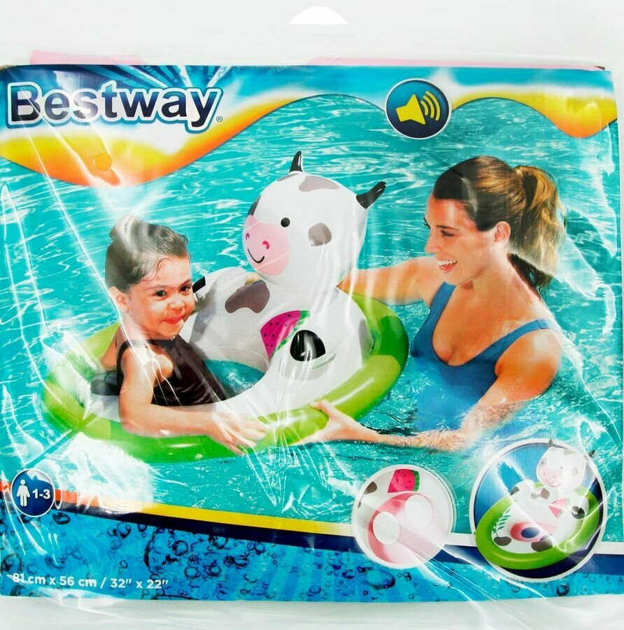 Круг для плавания надувной BESTWAY Животные 81х56см, с сиденьем, Арт. 34058/34180