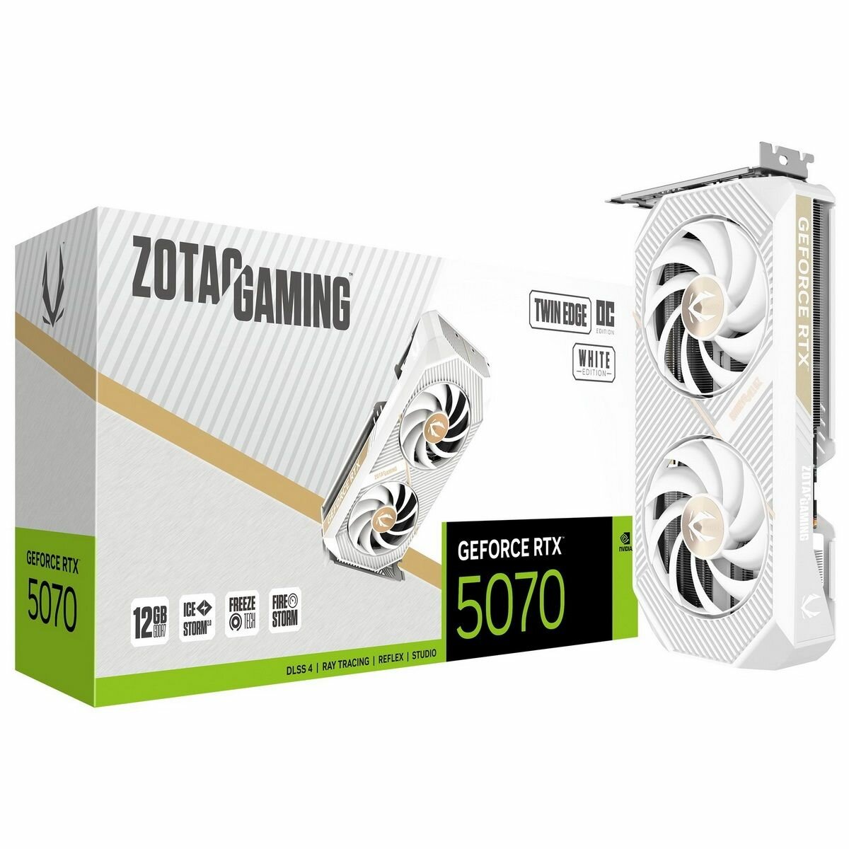 Видеокарта Zotac RTX5070 TWIN EDGE OC WHITE EDITION 12GB GDDR7 192bit 3xDP HDMI 2FAN RTL