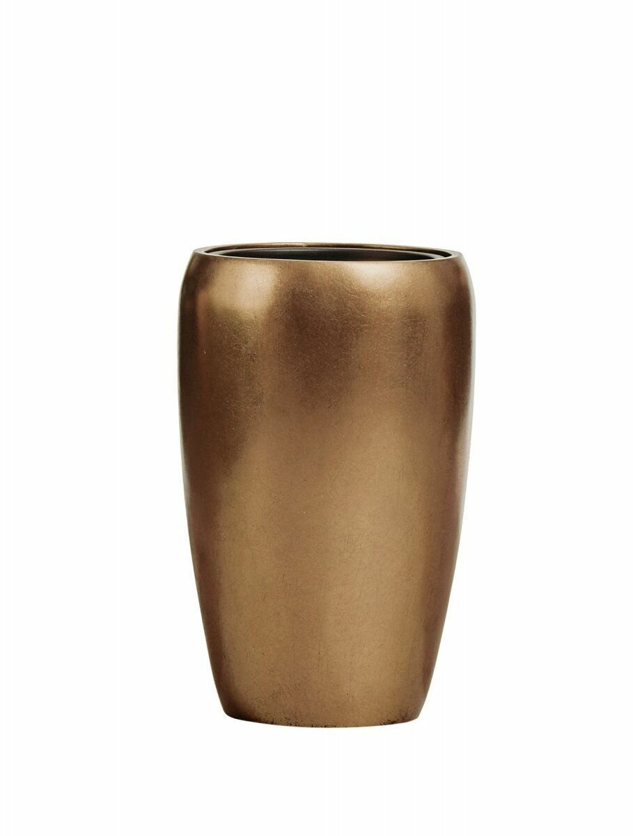 Кашпо TREEZ Effectory Metal Высокий округлый конус Тёмное матовое золото D43 H68