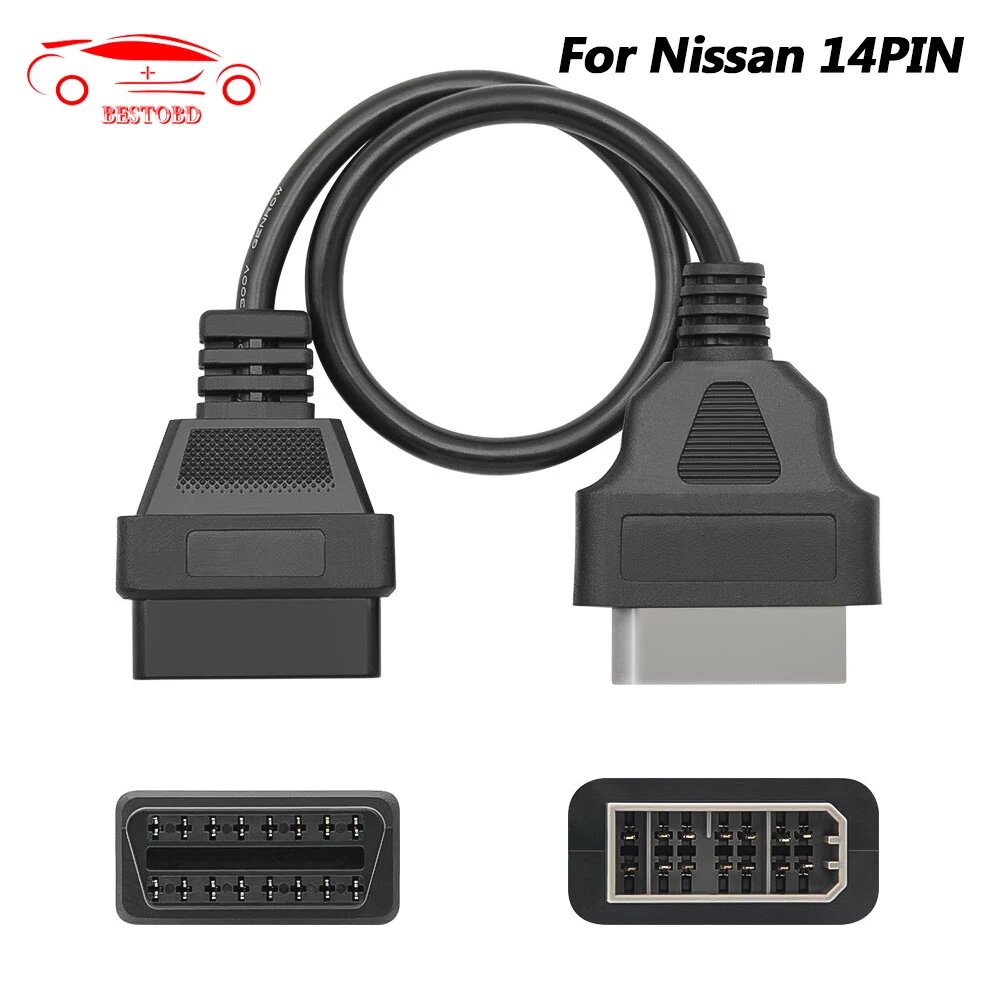 Автомобильный Кабель-адаптер для Nissan 14PIN OBD 2 к 16-контактному гнездовому диагностическому кабелю автомобильный коннектор сканер для Nissan ODB2 кабель