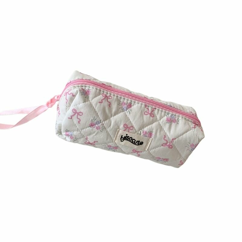 Пенал с розовым бантом в виде девчачьего сердца-белый