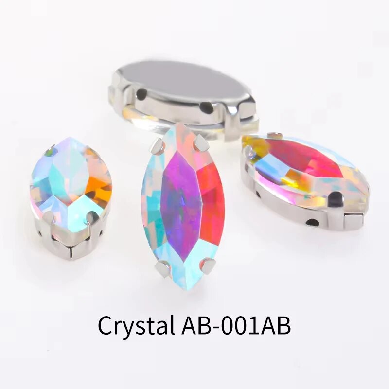 Стразы серебряные 4x8mm Crystal AB-001AB 50шт