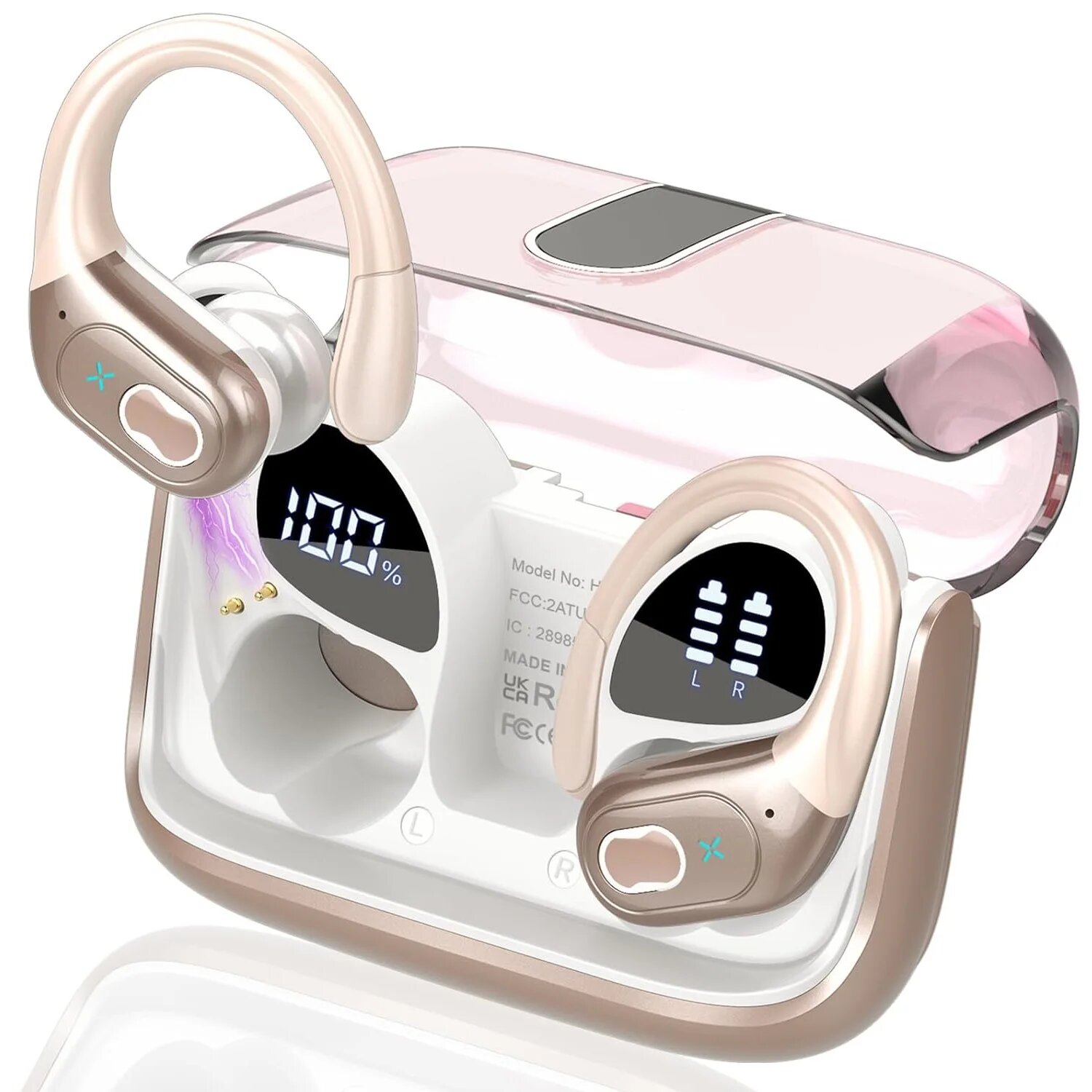 Беспроводные спортивные наушники Rose gold Bluetooth 5.4