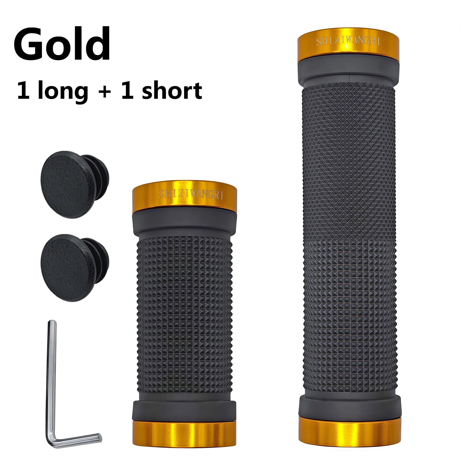 Велосипедные ручки MTB 80 мм резиновые Gold 1 long 1 short