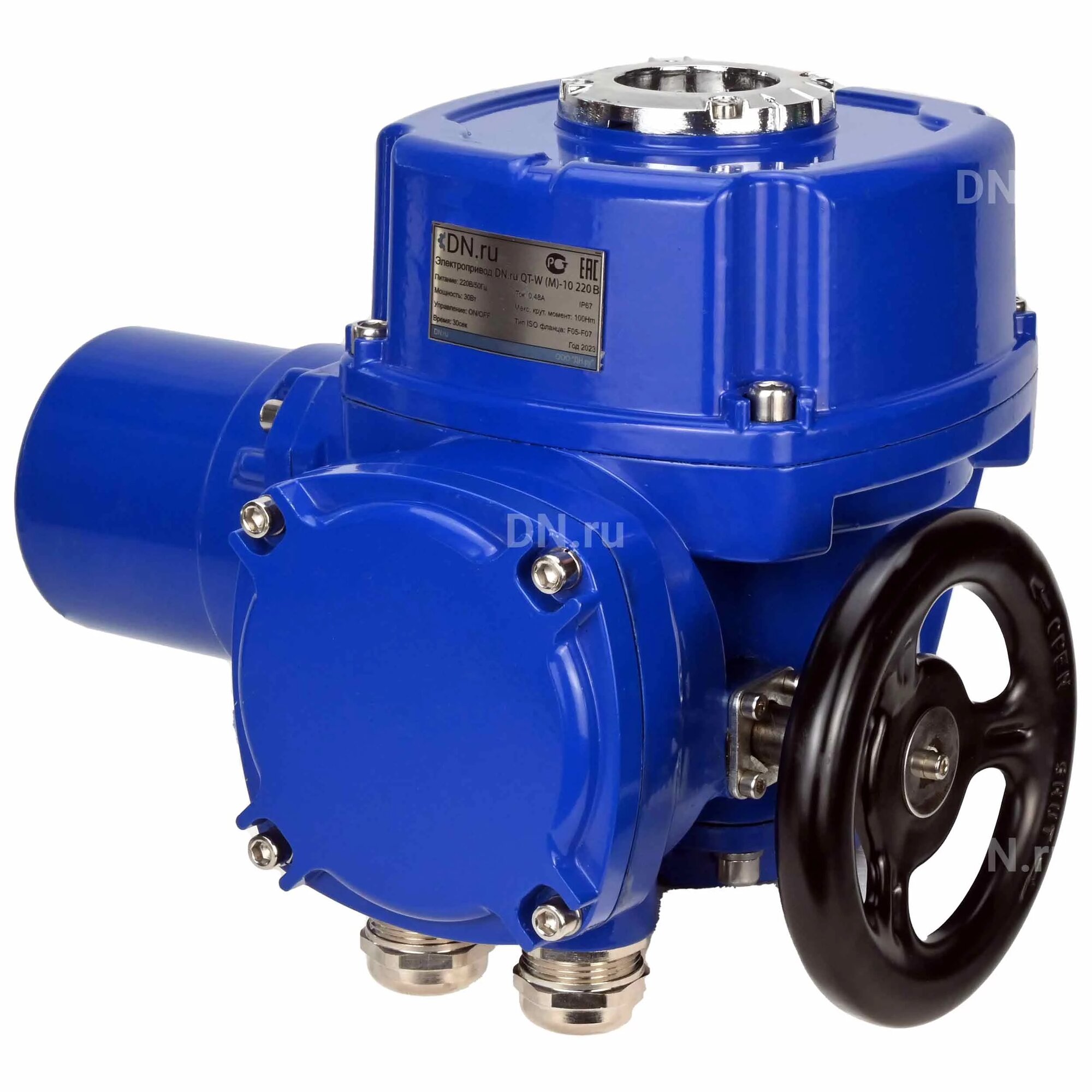 Электропривод четвертьоборотный DN.ru QT-W (M)-015 с моментной муфтой и штурвалом, 220В