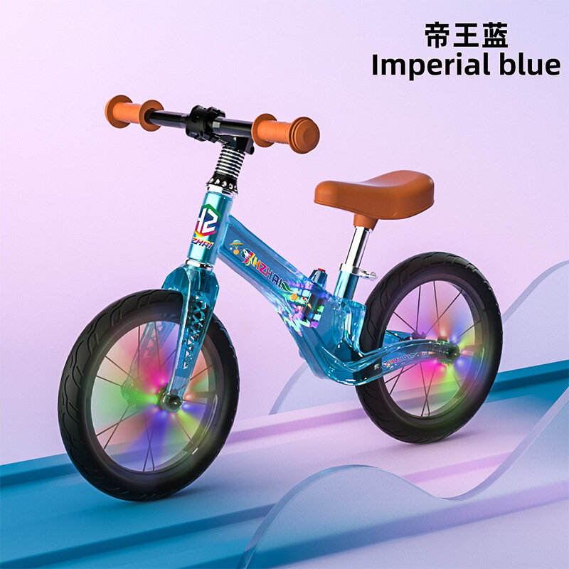 Детский балансировочный велосипед для детей 1-3-6-12 лет, без педалей, с мигающими огнями, двухколесный ходунок, обучающий самокат для мальчиков