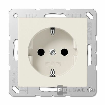 Розетка Jung EP1420 с заземляющим контактом одинарная встроенный монтаж без шторок пластмасса слоновая кость