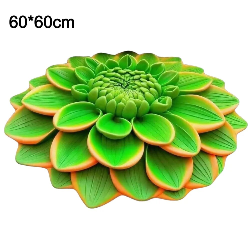 Хрустальный бархатный коврик с 3D цветком Зеленый, Green-60