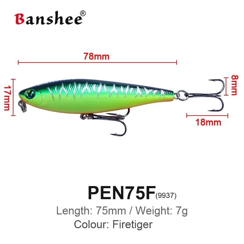 Banshee новая водная приманка для рыбалки карандаш тунец Gt воблеры для окуня Щука искусственная приманка гольян 3x-прочность крюк гулять собака 7 г