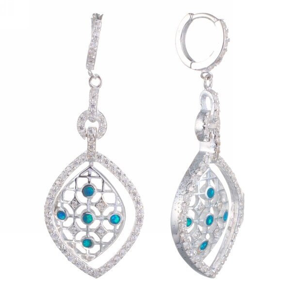 Подвеска для серег, серебро, 925 проба, фианит, опал