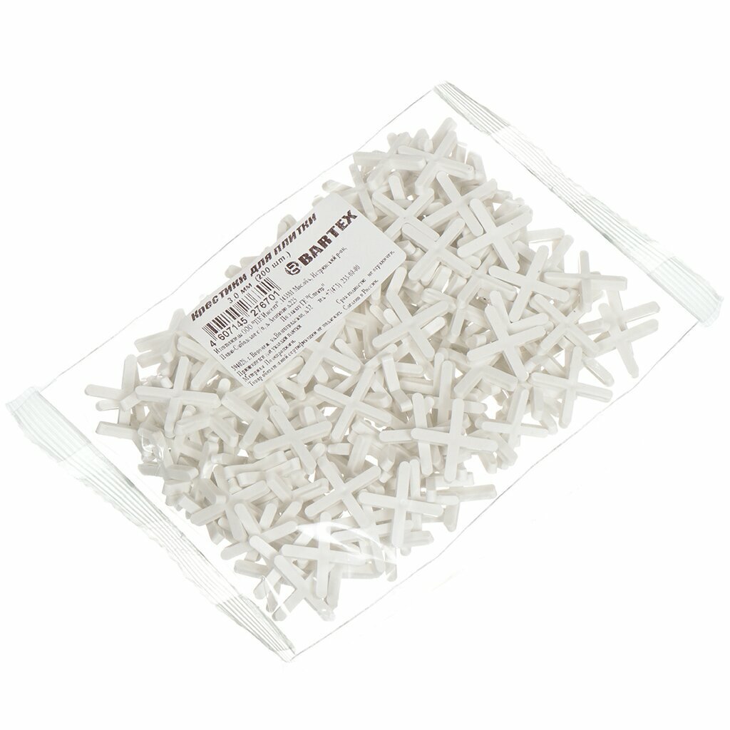 Крестики для плитки 3 мм Bartex 00149, 200 штук, аксессуары для укладки, Россия