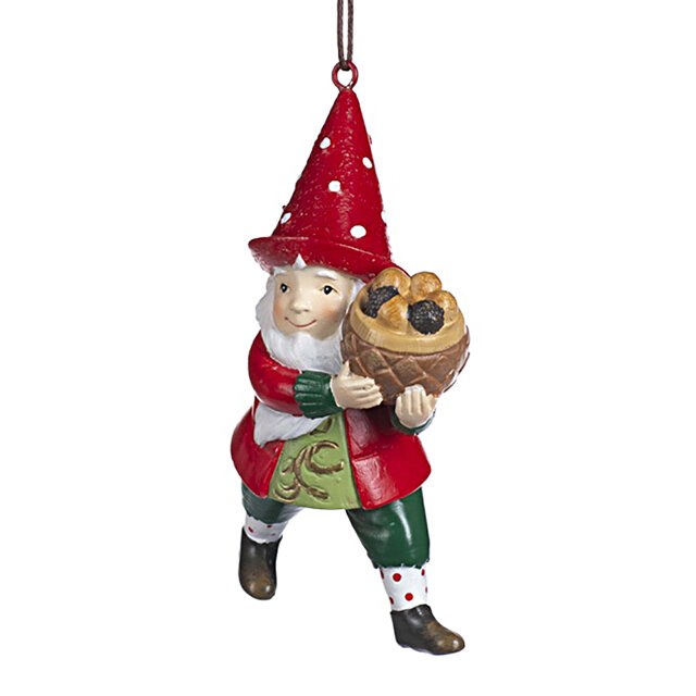 Елочная игрушка Гном Ролан и корзинка желудей 9 см, подвеска, Goodwill, D45434-2