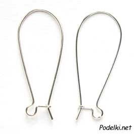 Фурнитура для бижутерии Швензы-петли 0000604 серебряный цвет 37 мм, цена за 10 пар