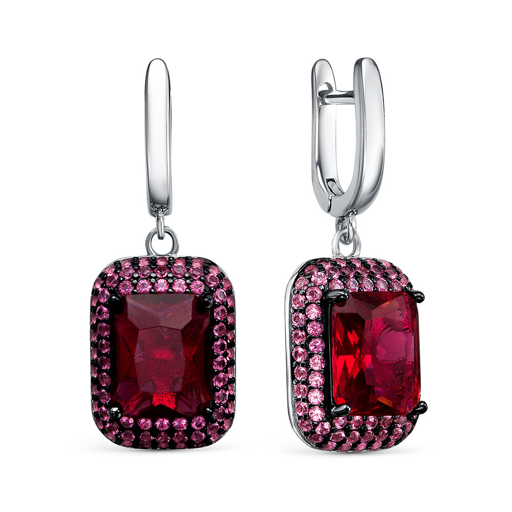 Серьги, серебро, 925 проба, стекло