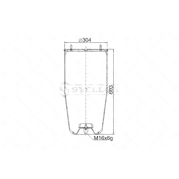 STELLOX 90-09420-SX (016314 / 017199 / 05.429.40.05.0) пневмопод. без стак. h600 2шп. m12смещ.25. 1отв. штуц. m22. н: 1шп. m16