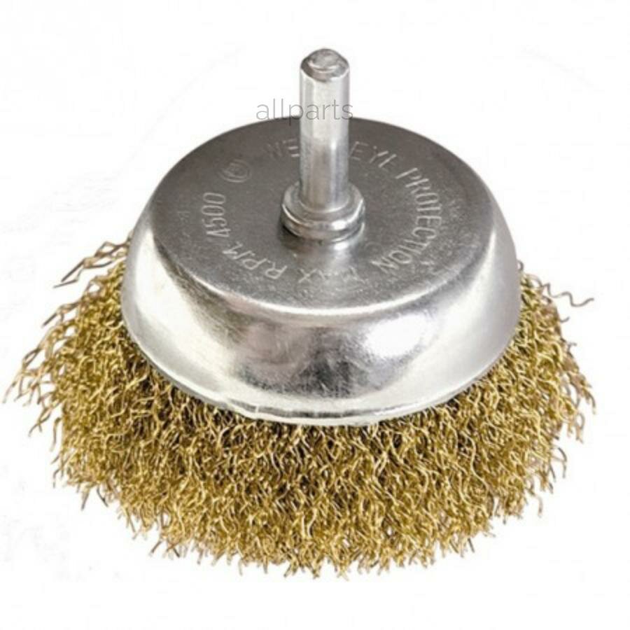 MATRIX 74475 Щетка для дрели, 50 мм, чашка со шпилькой, латунированная витая проволока MATRIX 74475