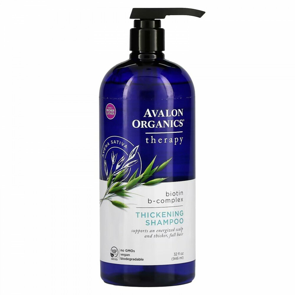 Avalon Organics, Шампунь для густоты волос, комплекс с биотином группы B, 946 мл (32 жидк. унц.)