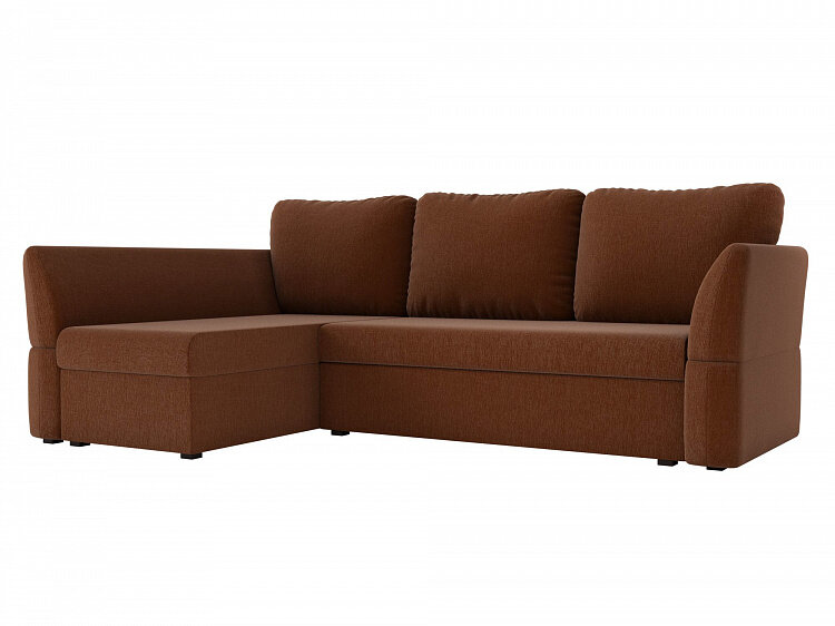 Угловой диван Гессен коричневый рогожка, дельфин, 230х150х74 см