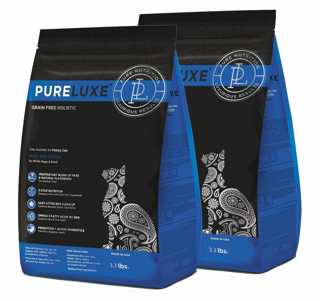 Корм сухой PureLuxe для привередливых кошек с курицей, 1,5 кг х 2 шт