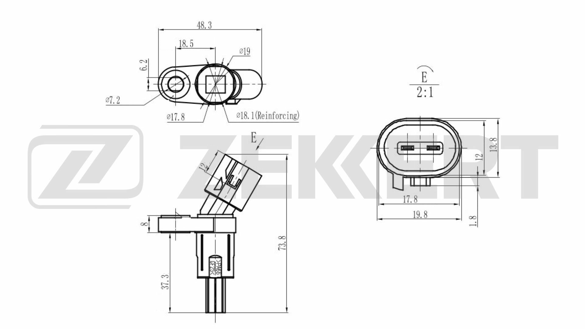Датчик ABS задн./передн. Skoda Octavia (1U2 1U5) 96- VW Golf IV V 97- Bora 98- Audi A3 96- Sea Zekkert арт. se-6180