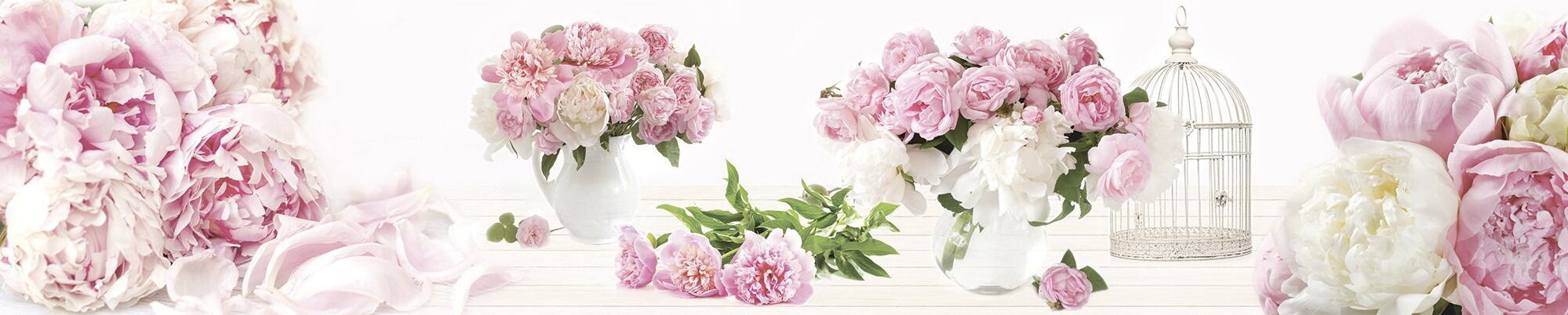 Кухонный фартук/стеновая панель МДФ для кухни 2800*600*6мм "Пионы"