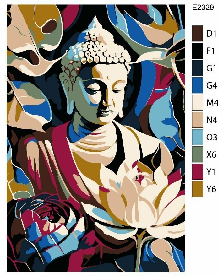 Детская картина по номерам E2329 "Будда и Лотосы" 20x30