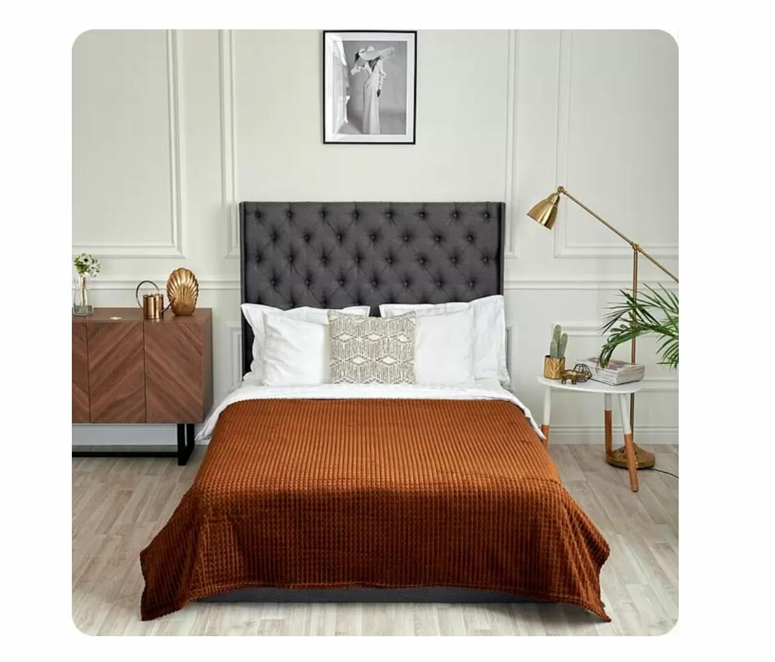 Плед кубик 200x220 см - Коричневый, плед, покрывало, покрывало на диван, плед на диван, плед покрывало, плед на кровать