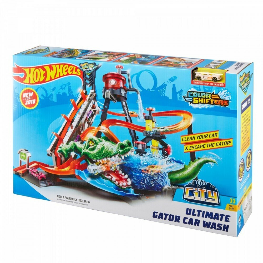 Hot Wheels Mega Автомойка City Color Shifers-Атака Крокодила