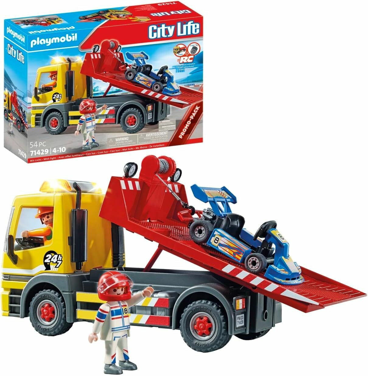Конструктор Playmobil City Life - Помощь на дороге, эвакуатор с возможностью подключения к RC модулю дистанционного управления- Плеймобиль 71429