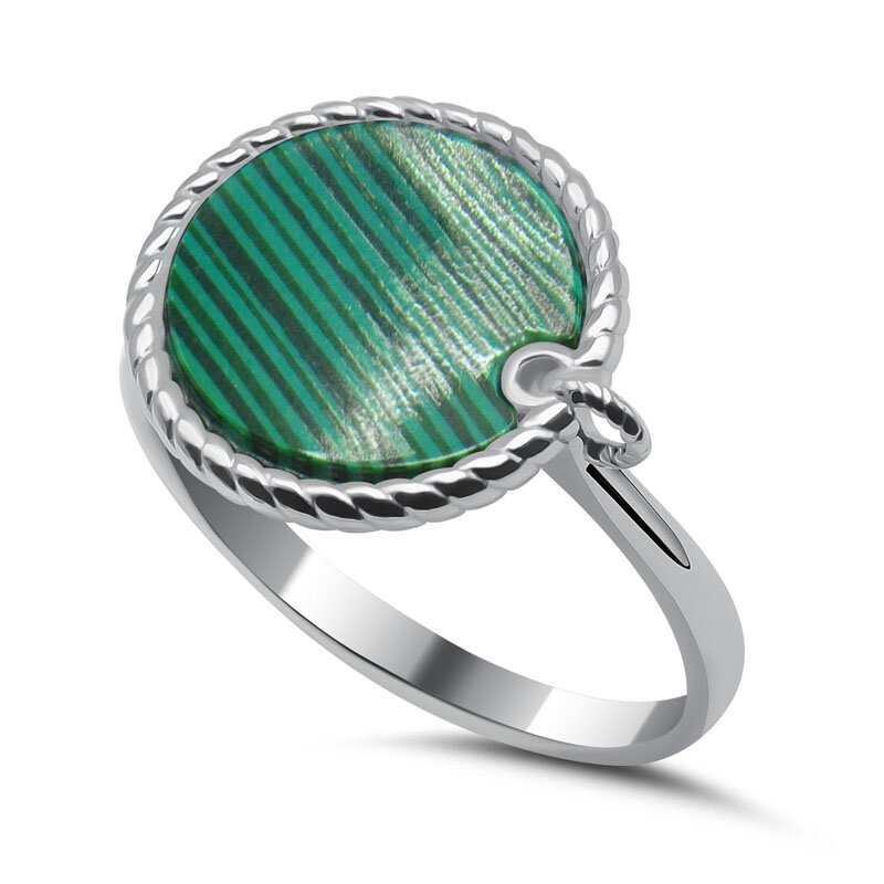 Кольцо, серебро, 925 проба, малахит