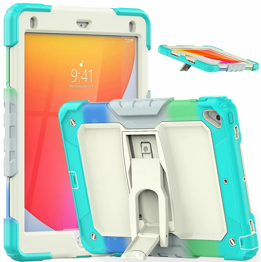 Противоударный чехол для iPad Mini 4/5, METROBAS Protective Case, радужный салатовый