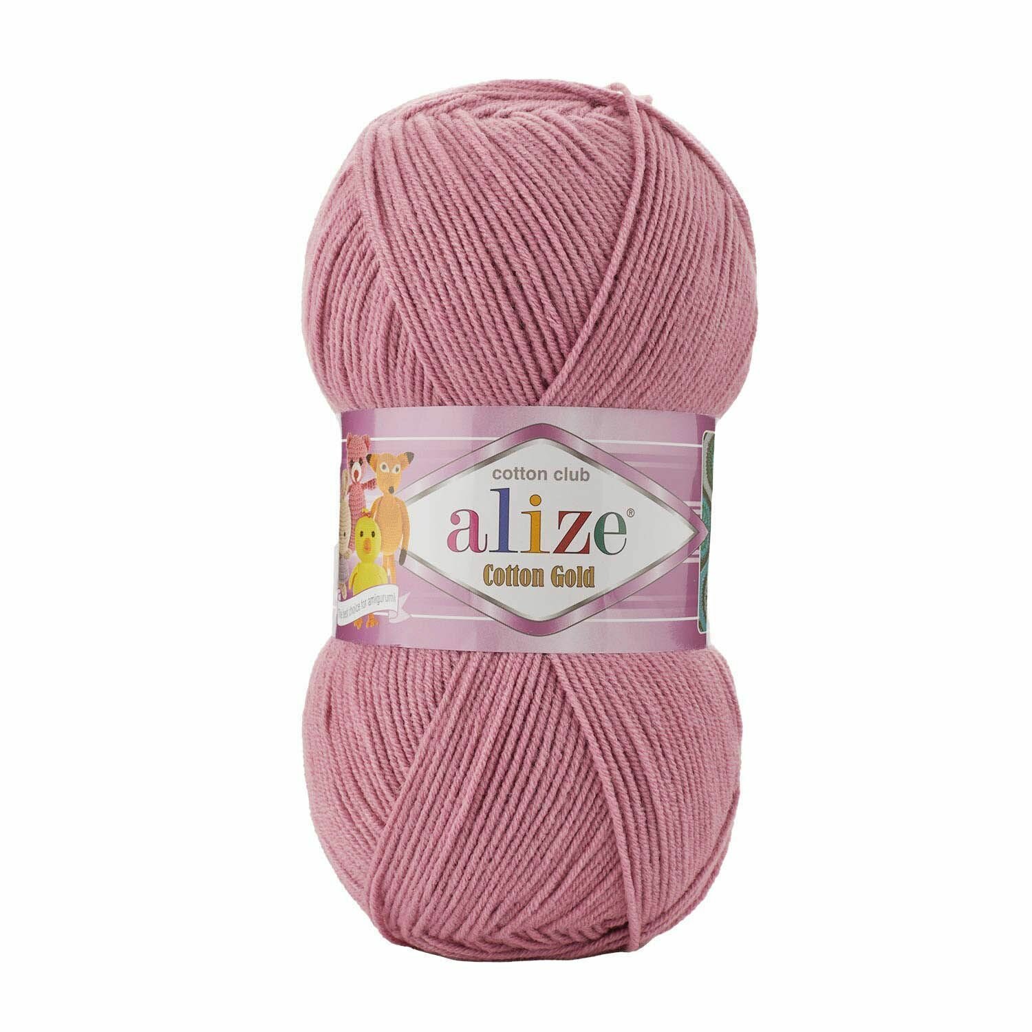 Пряжа ALIZE Cotton gold, сухая роза - 676, 55% хлопок, 45% акрил, 5 мотков, 100 г, 330 м.