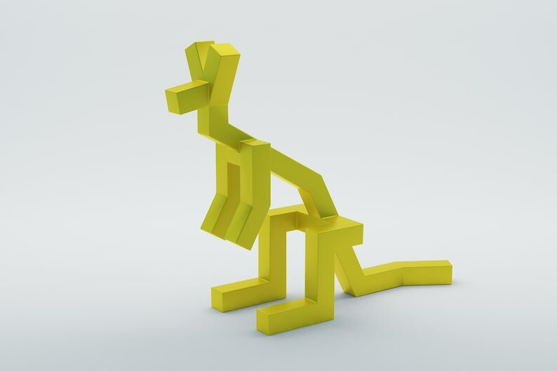 Полигональная фигура Кенгуру, геометрический полигональный металлический декор интерьера