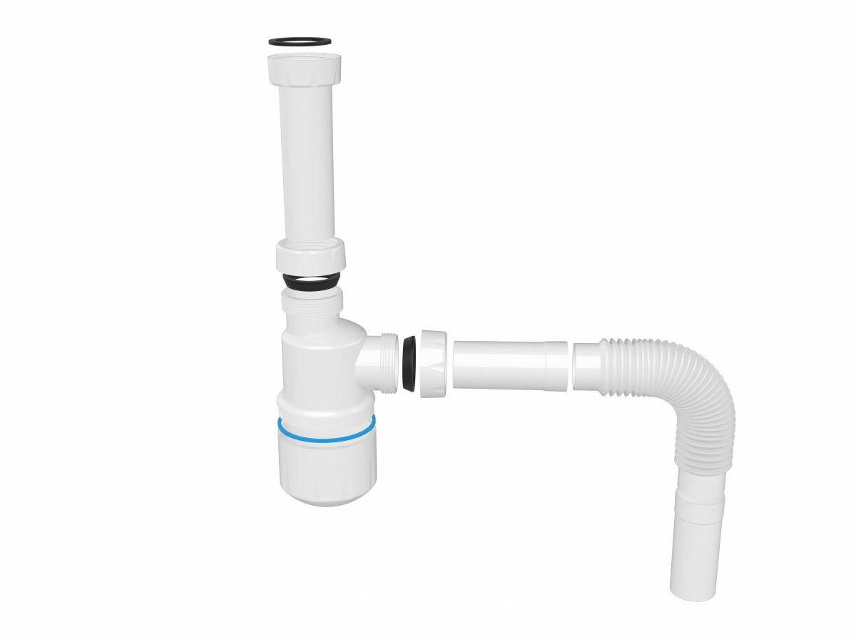 Сифон для умывальника без выпуска с гибкой трубой 1 1/4"- 40/50 мм AV ENGINEERING (AVE129748)