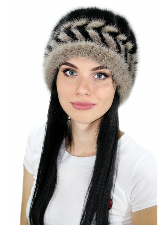 Шапка Меховая шапка из вязаной норки "Марина" для женщин