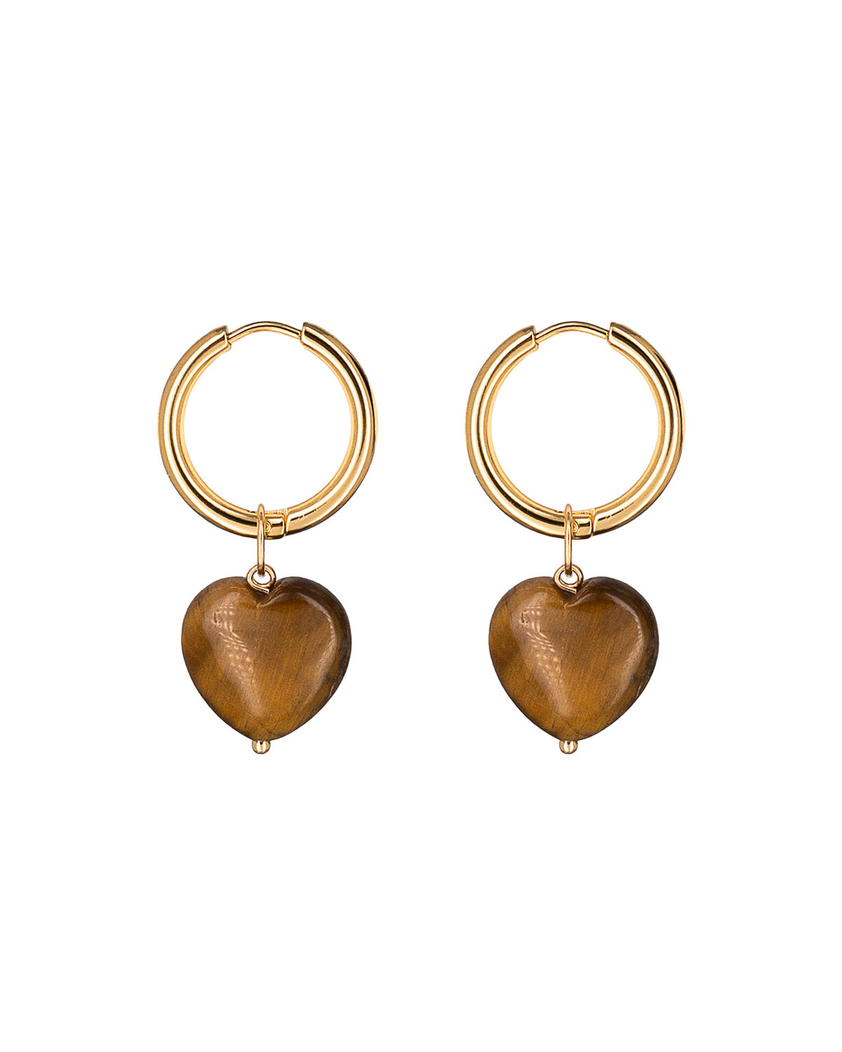 Серьги конго, с подвесками, тигровый глаз