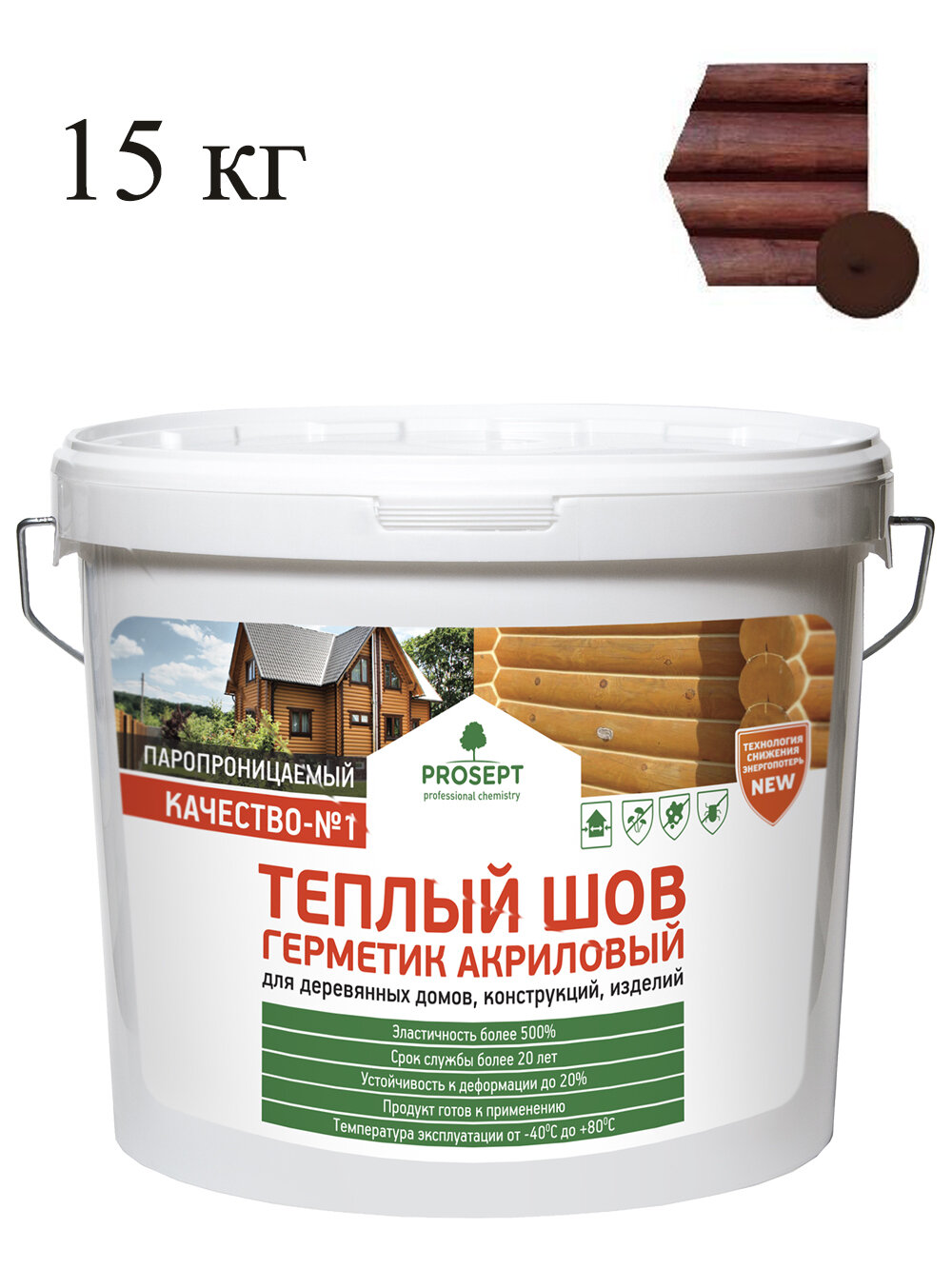 Герметик шовный акриловый Prosept орех 15 кг для внутренних и наружных работ