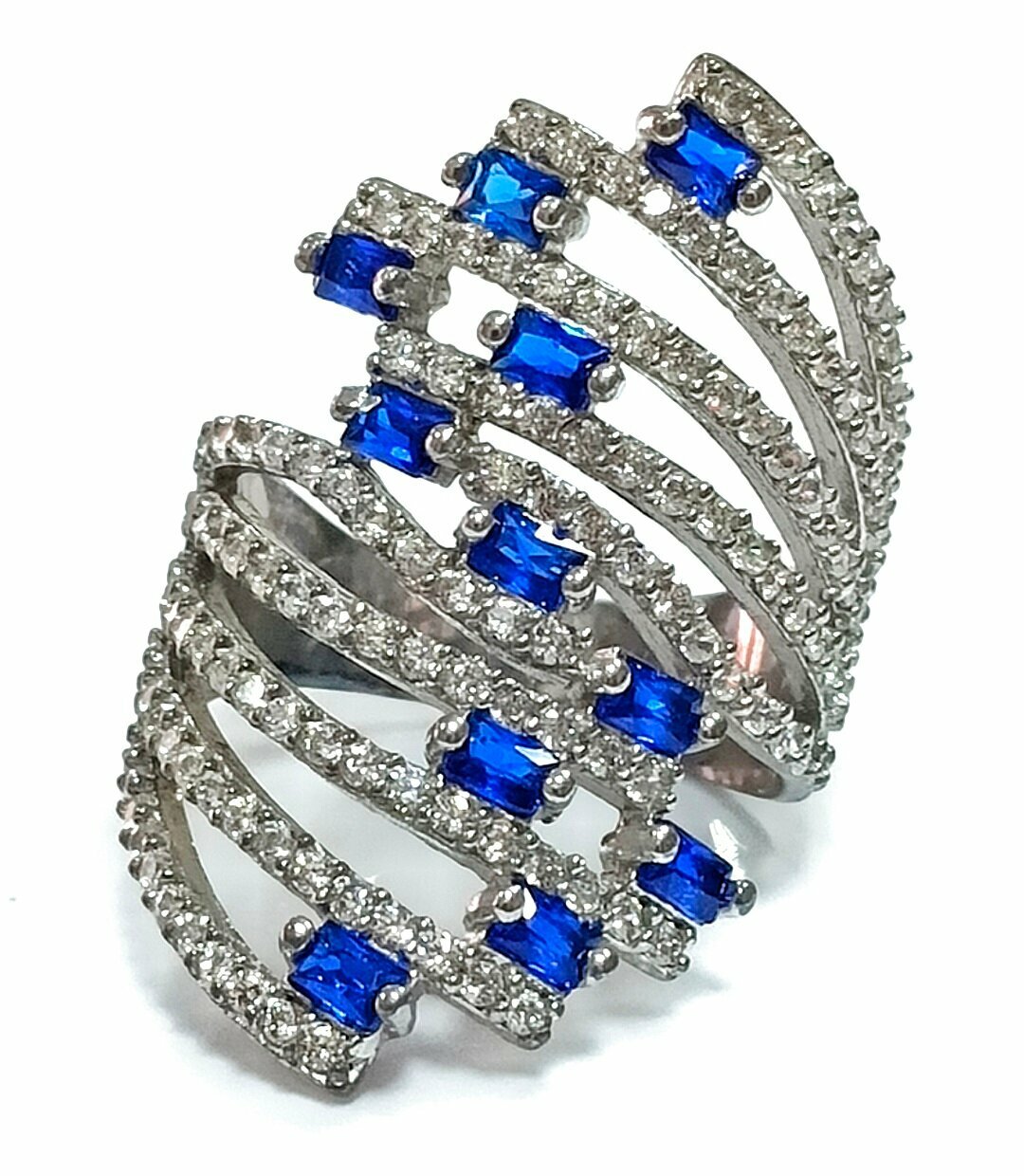 Перстень, серебро, 925 проба, родирование, фианит