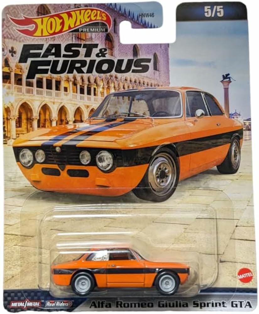 Коллекционная Premium машинка Hot Wheels Alfa Romeo Giulia Sprint GTA Orange (коллекция Fast & Furious 2023, 5/5 mix 3)