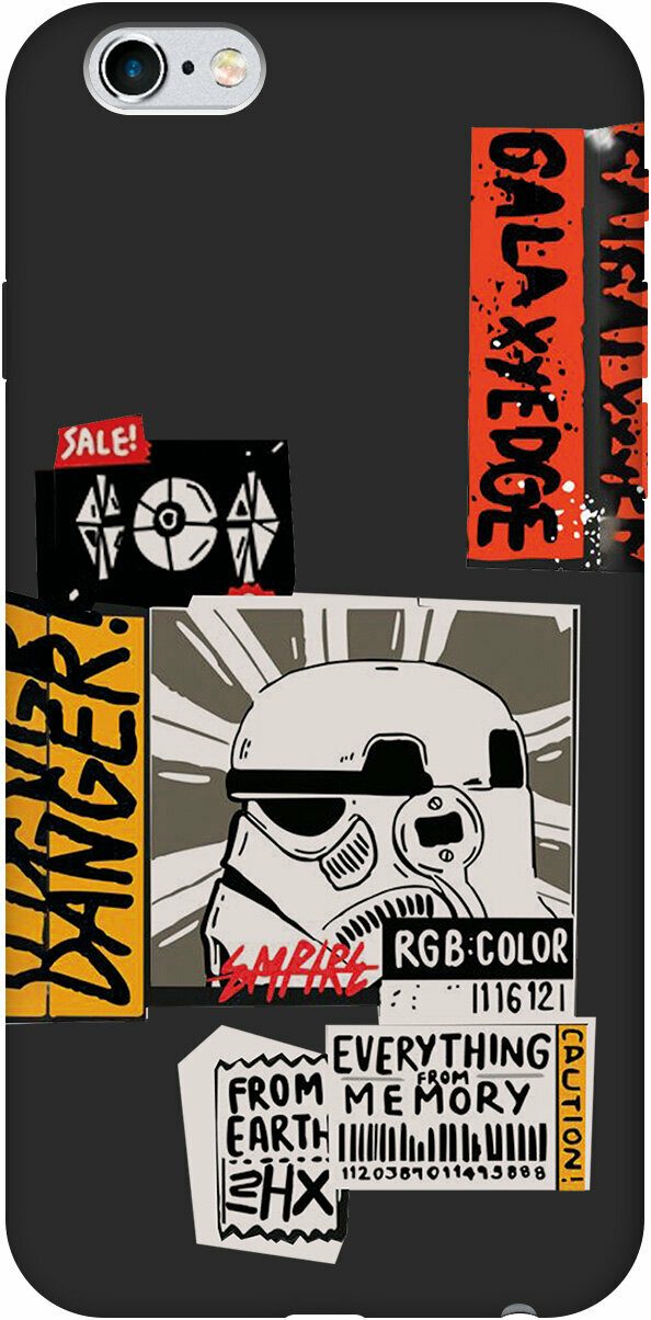 Силиконовый чехол на Apple iPhone 6s / 6 / Эпл Айфон 6 / 6с с рисунком "Stormtrooper Stickers" Soft Touch черный