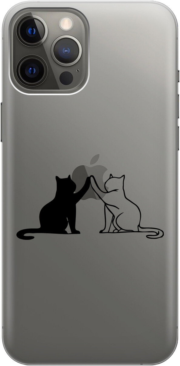 Силиконовый чехол на Apple iPhone 12 Pro Max / Эпл Айфон 12 Про Макс с рисунком "Cats"