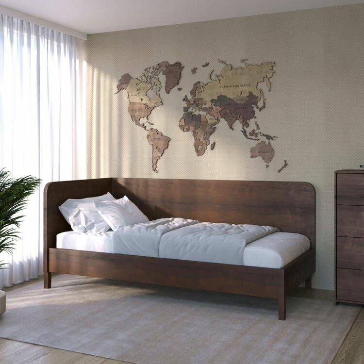 Кровать тахта 2 спинки односпальная из массива 80х200 Бакси цвет Венге